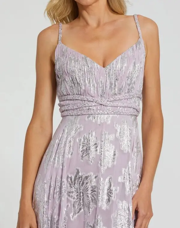 Mac Duggal A-line Gown With Braided Straps And Floral Detailing
