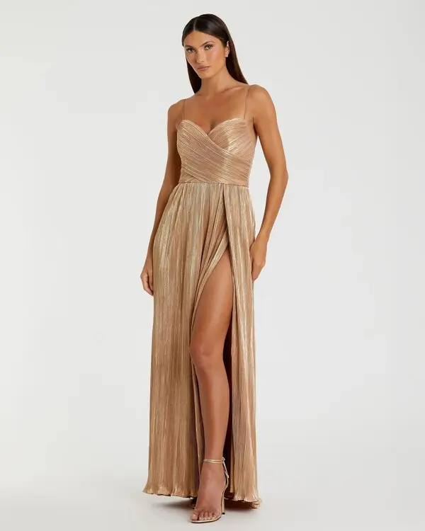 Mac Duggal Metallic Ruched A-line Gown