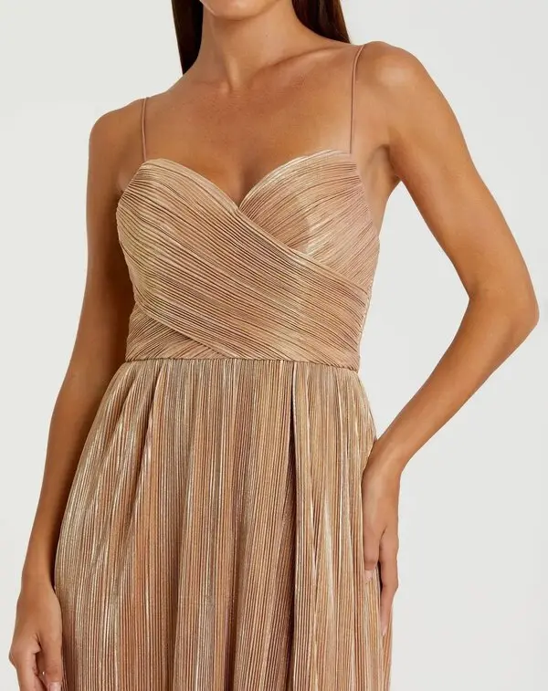 Mac Duggal Metallic Ruched A-line Gown