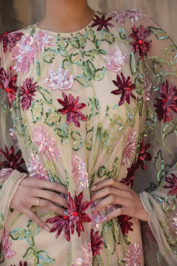 Mac Duggal Floral Embellished Cape Mini Dress