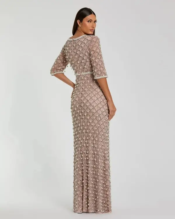 MAC DUGGAL COLLECTION Embellished 3/4 Sleeve Gown