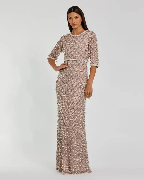 MAC DUGGAL COLLECTION Embellished 3/4 Sleeve Gown