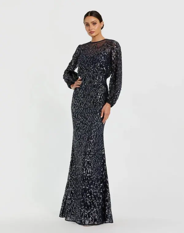 Mac Duggal Sequin Blouson Evening Gown