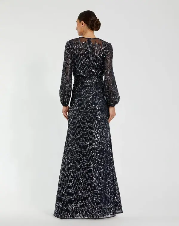 Mac Duggal Sequin Blouson Evening Gown