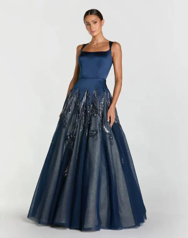 Mac Duggal Embellished Satin Ball Gown - Midnight