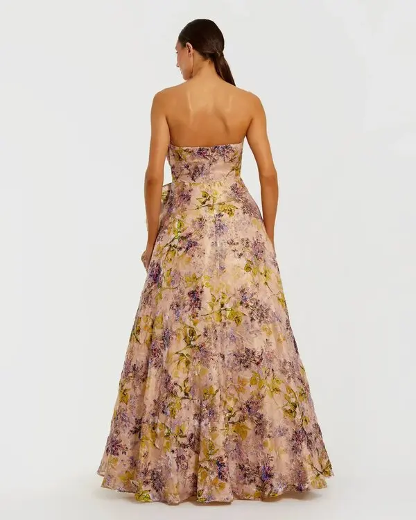 MAC DUGGAL COLLECTION Floral Ball Gown With Ruffle Detail