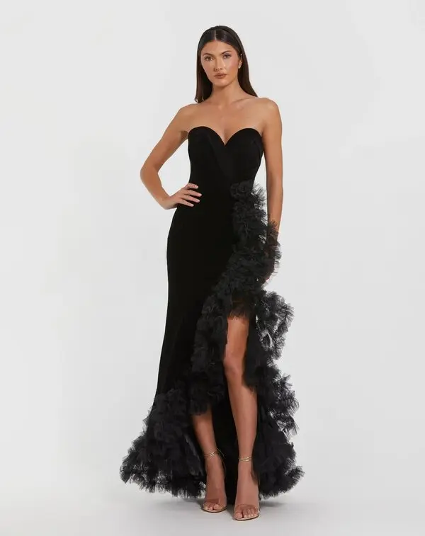 Mac Duggal Strapless Velvet Mermaid Gown