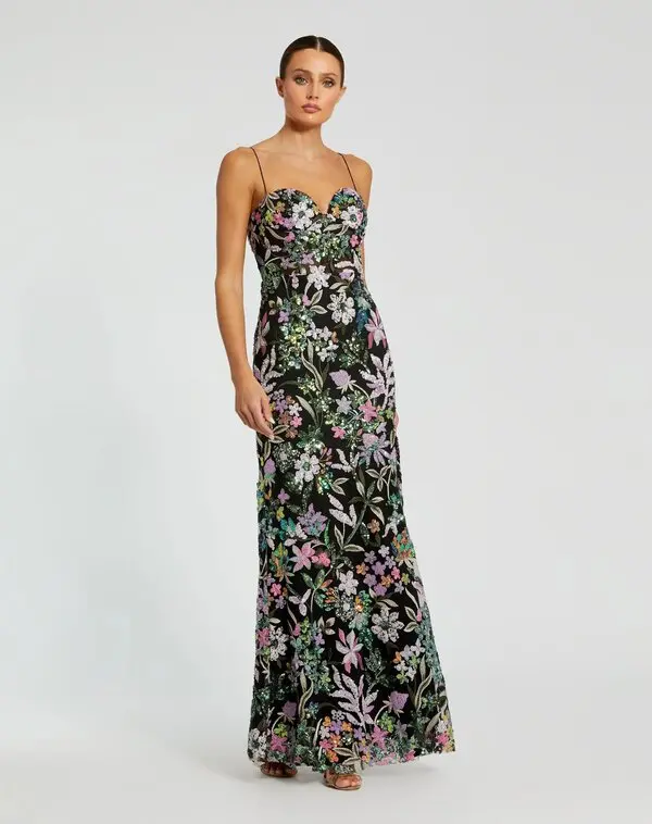 Mac Duggal Embroidered Bustier Trumpet Gown