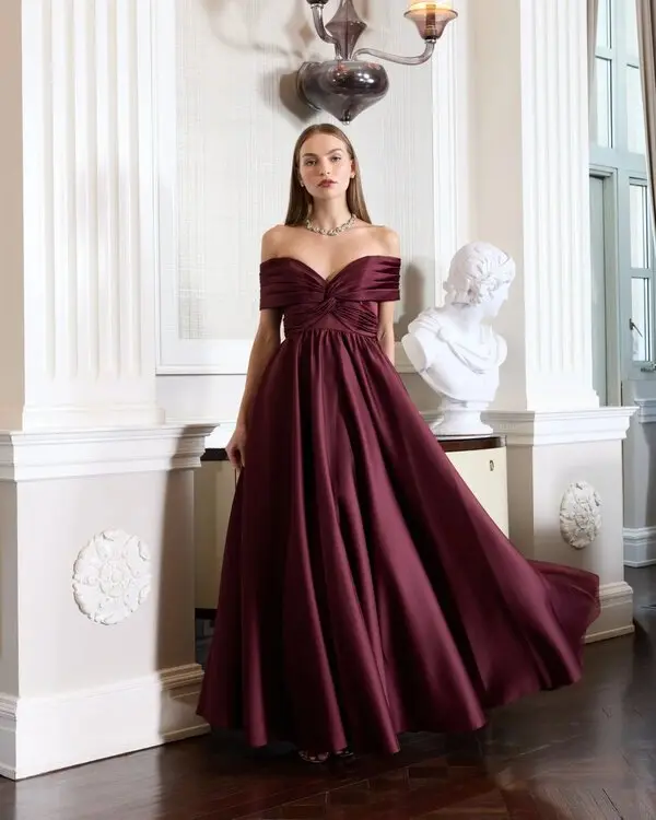 Mac Duggal Off-the-shoulder Evening Ball Gown - Wine