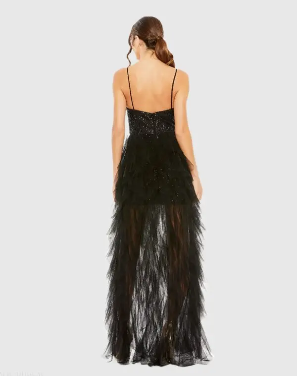 Mac Duggal Sequin A-line Dress With Ruffle Skirt