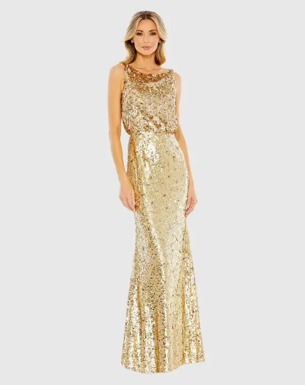 Mac Duggal Sequined High Neck Gown