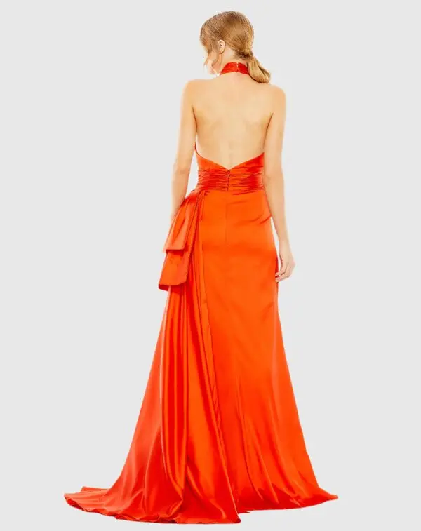 Mac Duggal Halter Neck Ruffle Gown