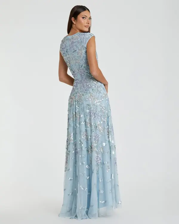 Mac Duggal Sequined A-line Gown - Blue