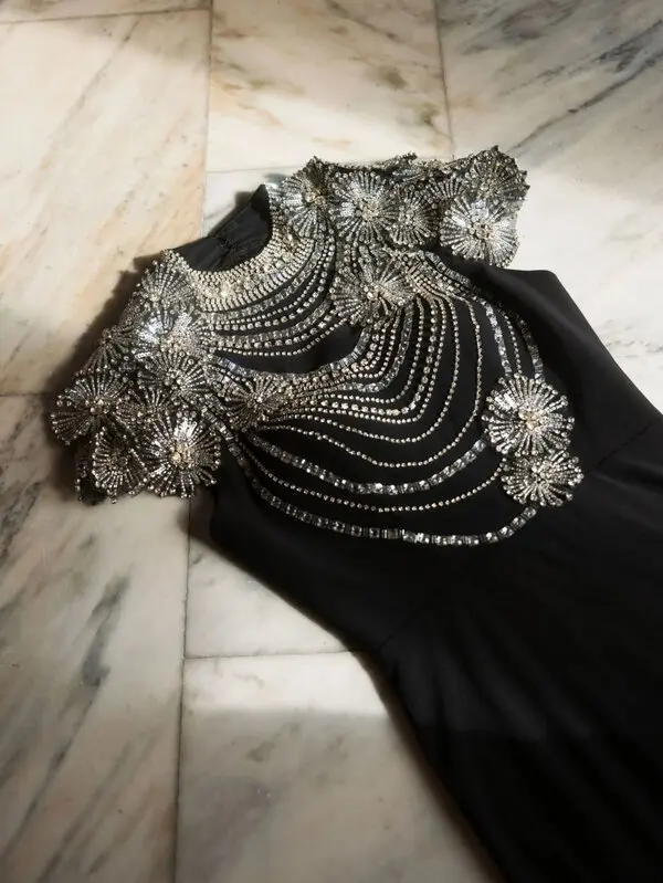 Mac Duggal High Neck Embellished Column Gown