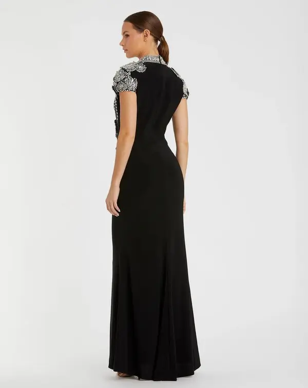 Mac Duggal High Neck Embellished Column Gown