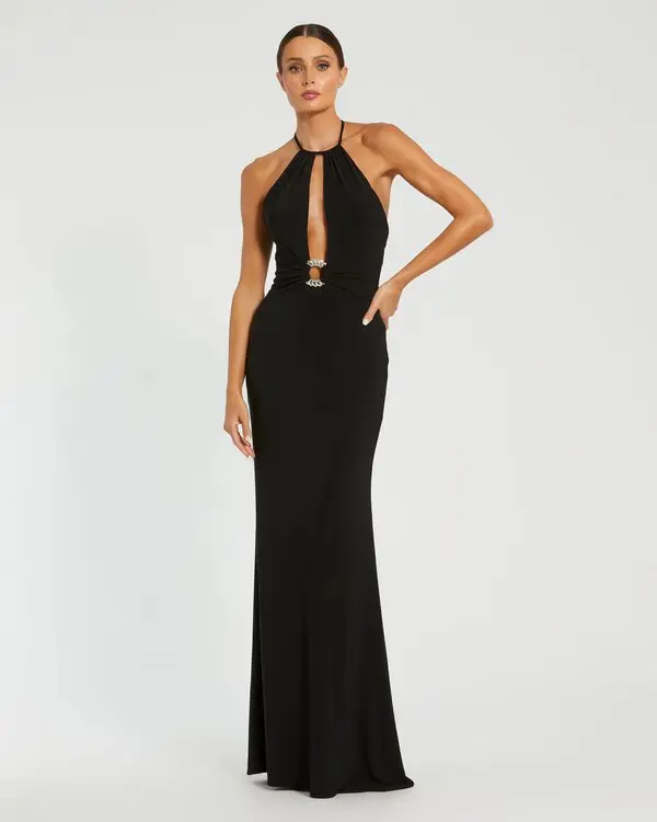 Mac Duggal High Neck Cut Out Gown