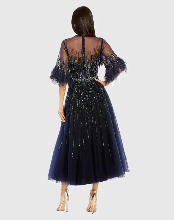 slim fit dress slacks Green Lace Fit & Flare Tea-Length Party Dress main image 1