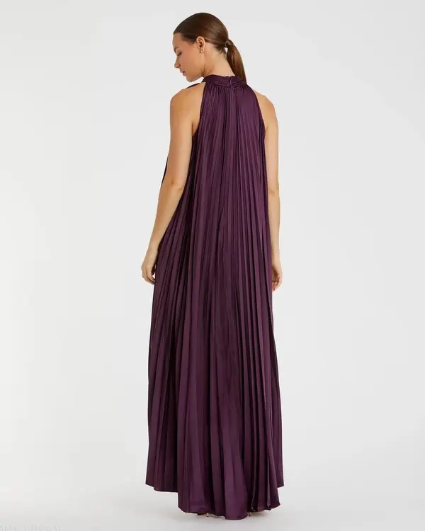 Mac Duggal Pleated Halter Neck High-low Gown