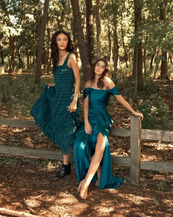 Mac Duggal Sleeveless Ruffle Layered Gown In Teal | Editorialist