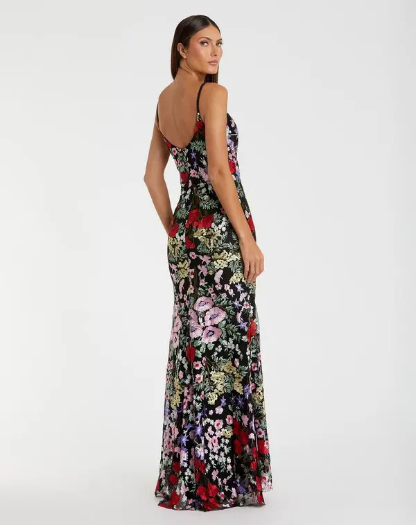 Mac Duggal Embroidered Floral Trumpet Gown