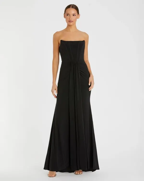 Mac Duggal Strapless Corset A-line Gown