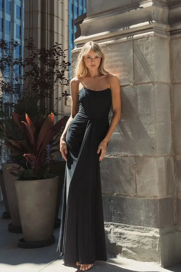 Mac Duggal Strapless Corset A-line Gown