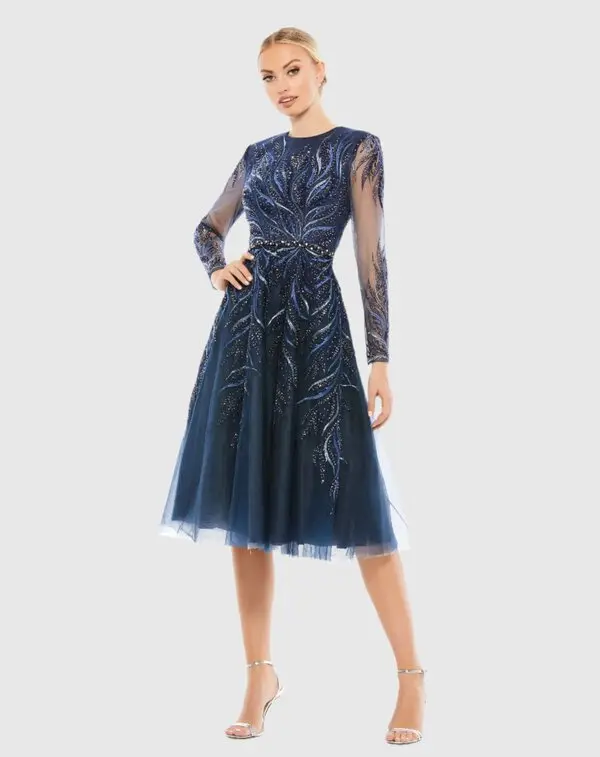 Mac Duggal Embellished Fit-and-flare Cocktail Dress