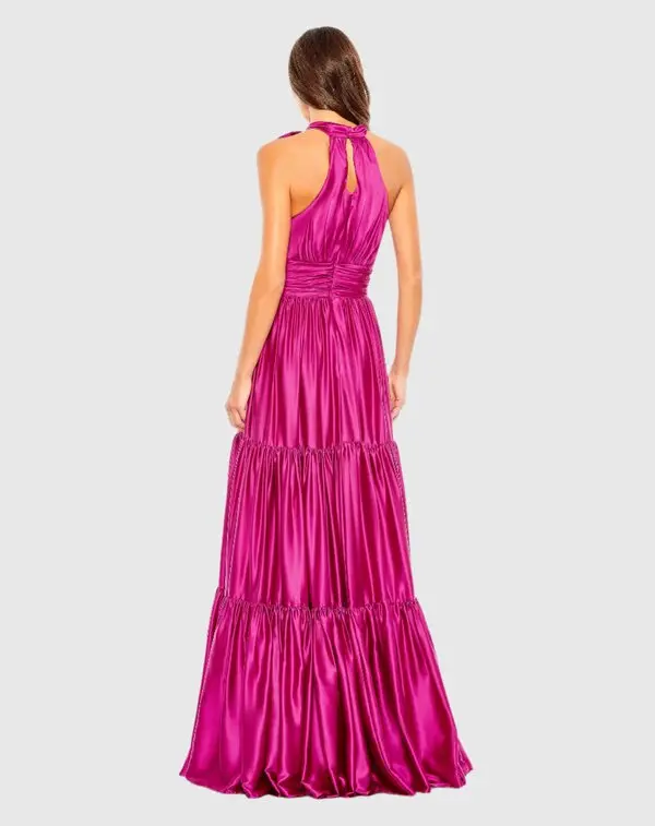 Mac Duggal Ruffle Tiered Halter Neck Gown
