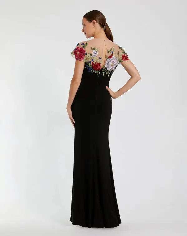 Mac Duggal Embellished Floral Column Gown