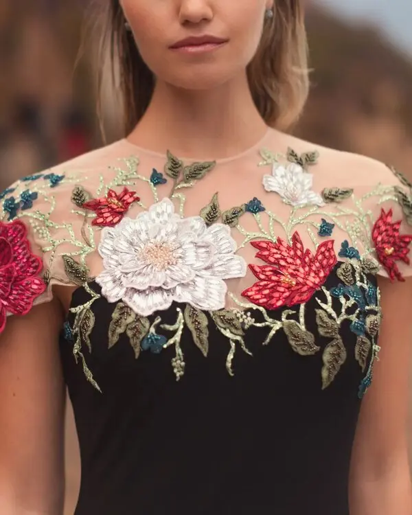 Mac Duggal Embellished Floral Column Gown