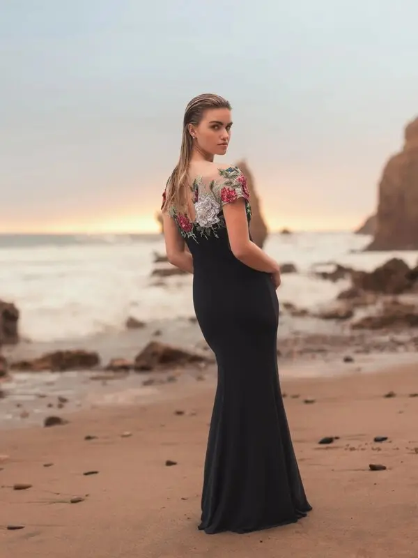 Mac Duggal Embellished Floral Column Gown
