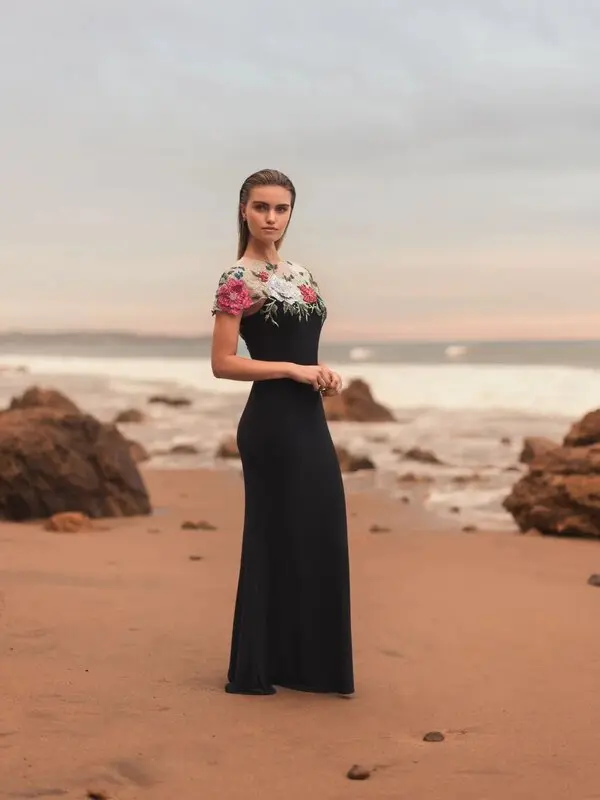 Mac Duggal Embellished Floral Column Gown