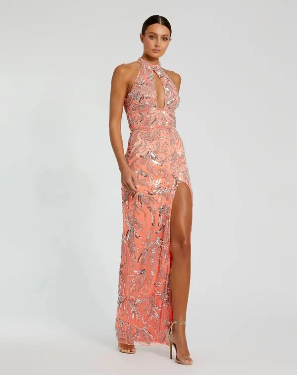 strapless open back dress Cowl Neckline Sequin Embellishment Long Prom Gown BZ020 8 / Black main image 1