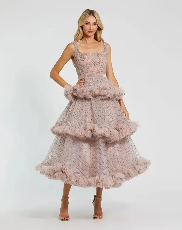 Mac Duggal Dot Net Ruffle Dress
