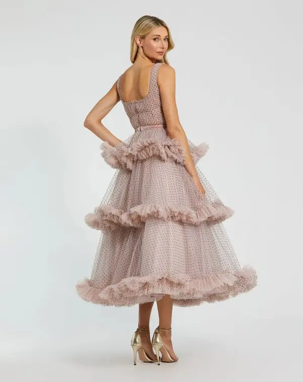 Mac Duggal Dot Net Ruffle Dress