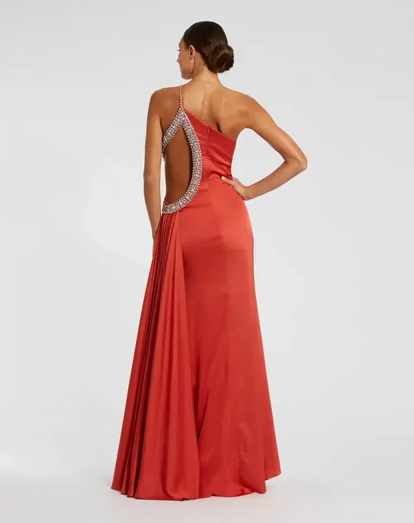 Mac Duggal Jewel-embellished Side Cut-out A-line Gown