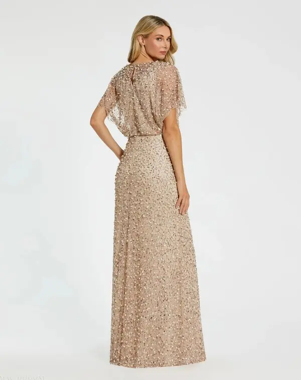 Mac Duggal Embellished High Neck Gown With Cape