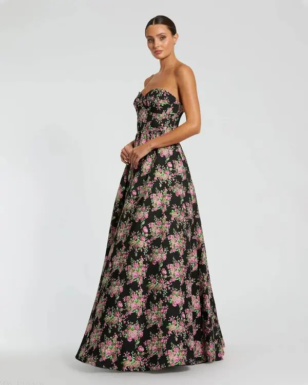 Mac Duggal Strapless Sweetheart Floral Ballgown