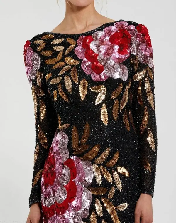 Mac Duggal Embellished Floral Backless Gown