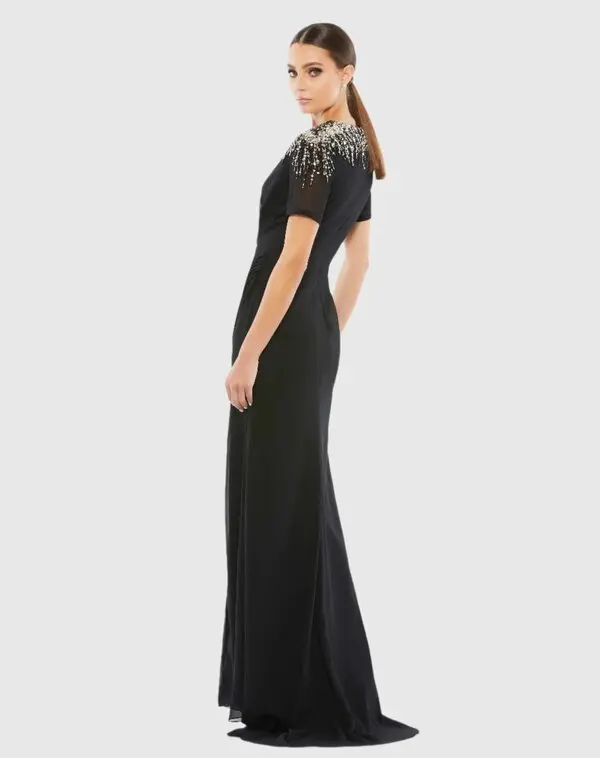 Mac Duggal Embellished Shoulder Evening Gown