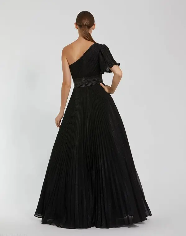 Mac Duggal Pleated Shimmering Lurex Gown