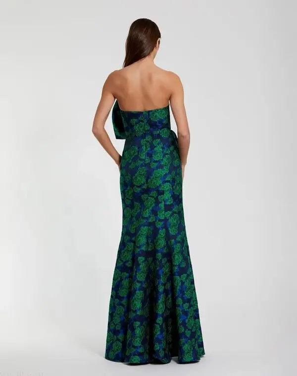 Mac Duggal Brocade Fitted Gown With Bow