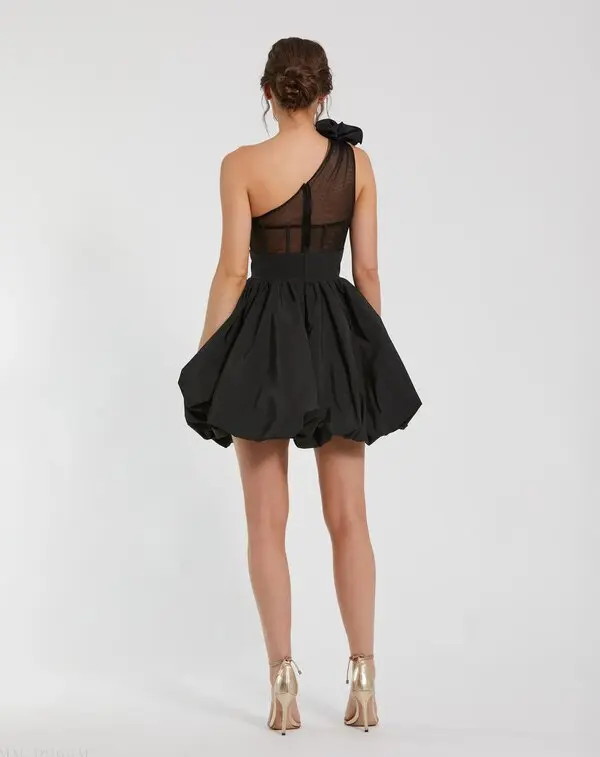 Mac Duggal One Shoulder Ruffle Bubble Mini Dress