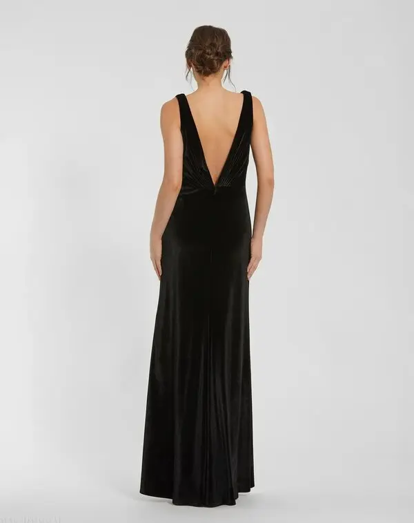 Mac Duggal Velvet Fitted Gown With Draped Detail