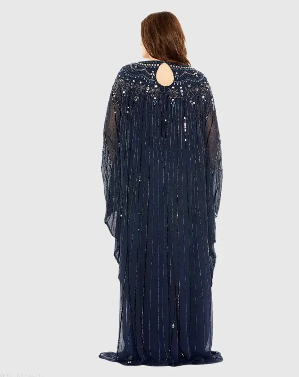 Mac Duggal Embellished Long Sleeve Trapeze Gown