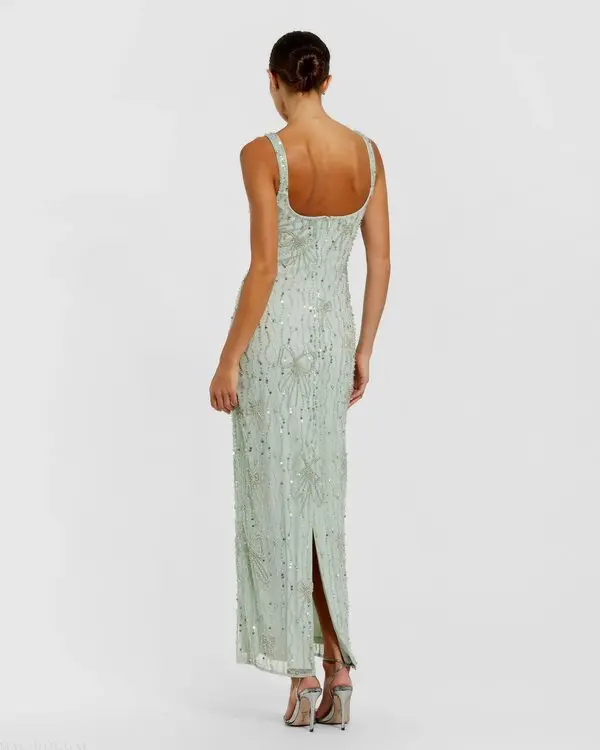 Mac Duggal Beaded Bow Embellished Midi Dress - Green
