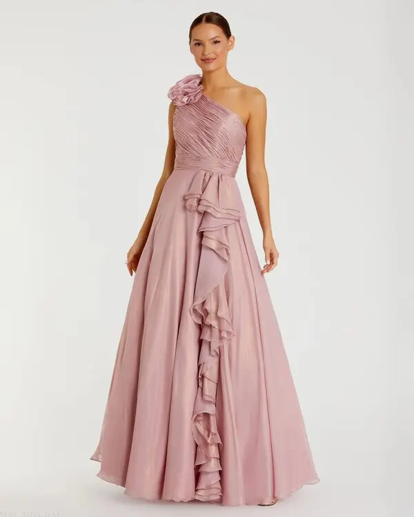 Mac Duggal One Shoulder Rosette Ball Gown