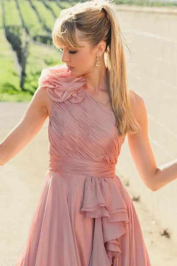 Mac Duggal One Shoulder Rosette Ball Gown