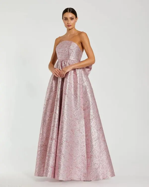Mac Duggal Metallic Brocade Gown With Bow