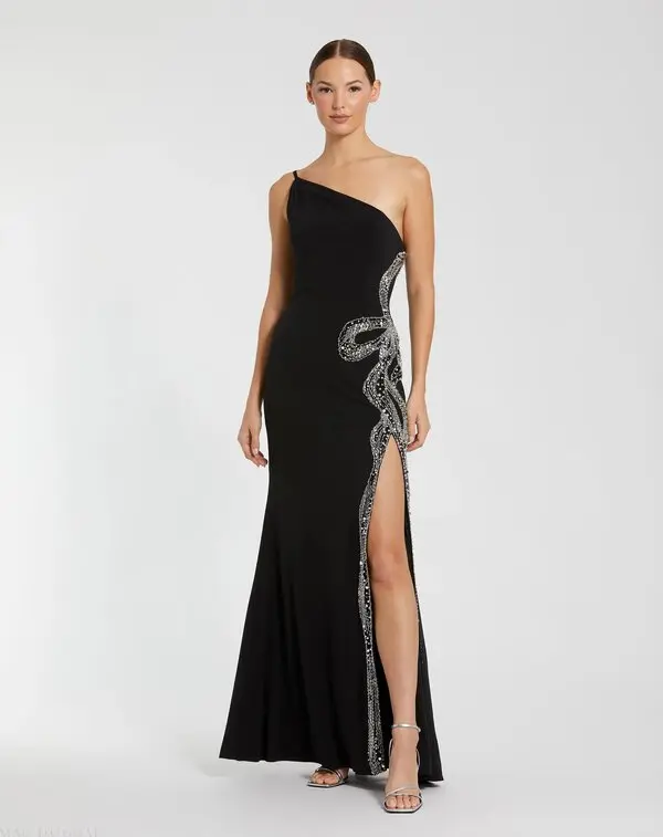 Mac Duggal Jersey Trumpet Gown With Embellished Cut-outs